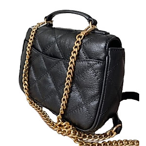 Tory Burch 87861 Black With Gold Hardware Diamond Quilted Leather Willa Mini Women's Top Handel Bag