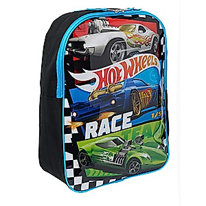 Hot Wheels 15" Backpack Race Cars Boys Kids School Bag Blue Black