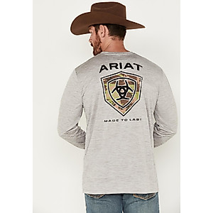 Ariat Men's Charger Camo Shield Long Sleeve T-Shirt Heather Grey Medium