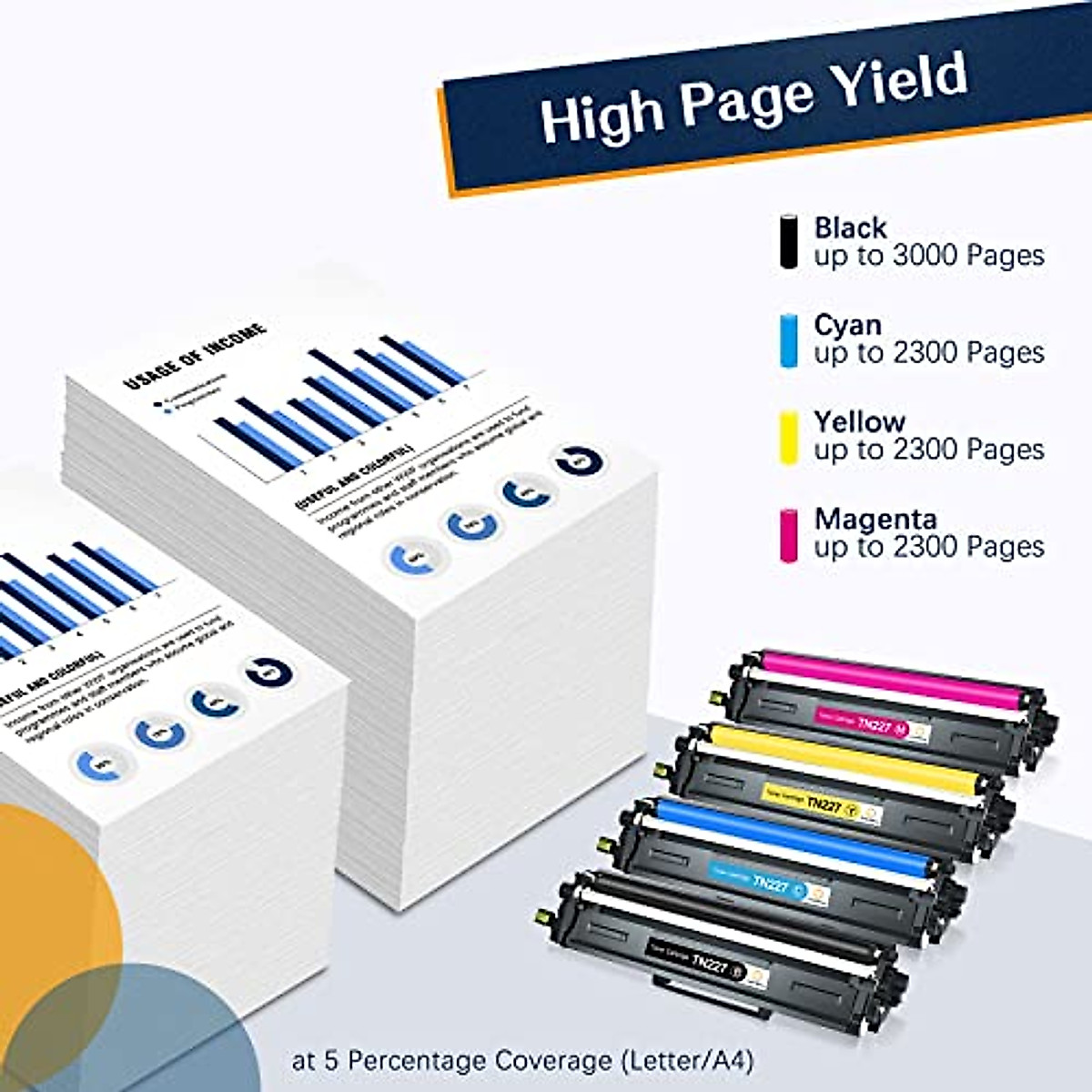 ColorKing Compatible Toner Cartridge Replacement for Brother TN227 TN-227 TN227BK TN223 TN223BK for MFC-L3750CDW HL-L3210CW HL-L3290CD HL-L3230CDW MFC-L3770CDW Toner (TN227BK/C/M/Y High Yield, 4 Pack)