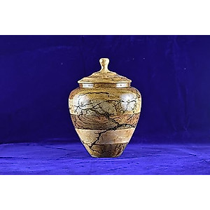 Royal Yellow Lichtenberg Figure Urn for Human Ashes Wooden Urn Box with Lid Pet urn Cremation urn Burial Urn Box Adult Funeral Urn Resin Urn Ashes Keepsake Urn for Ashes Wooden Urns (Extra Large)