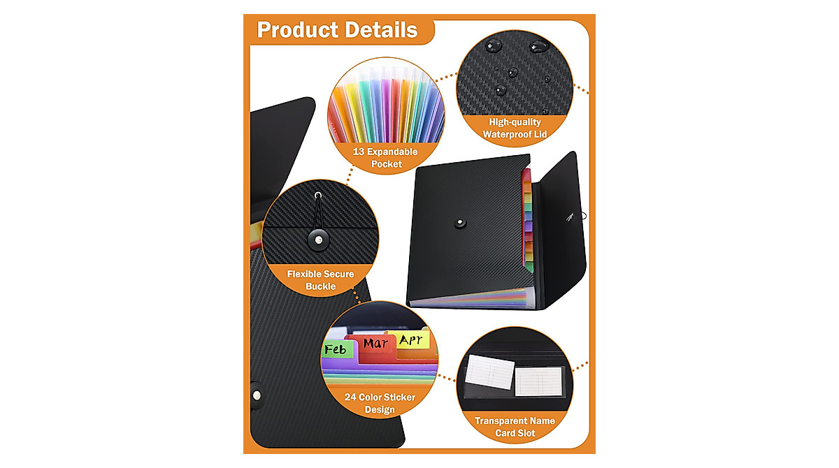 Accordion File Organizer with 13 Pockets for Documents | Organize with Ease