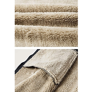 Flygo Hoodies for Men Zip Up Winter Fleece Sherpa Lined Sweatshirt Warm Jacket(Black-XL)