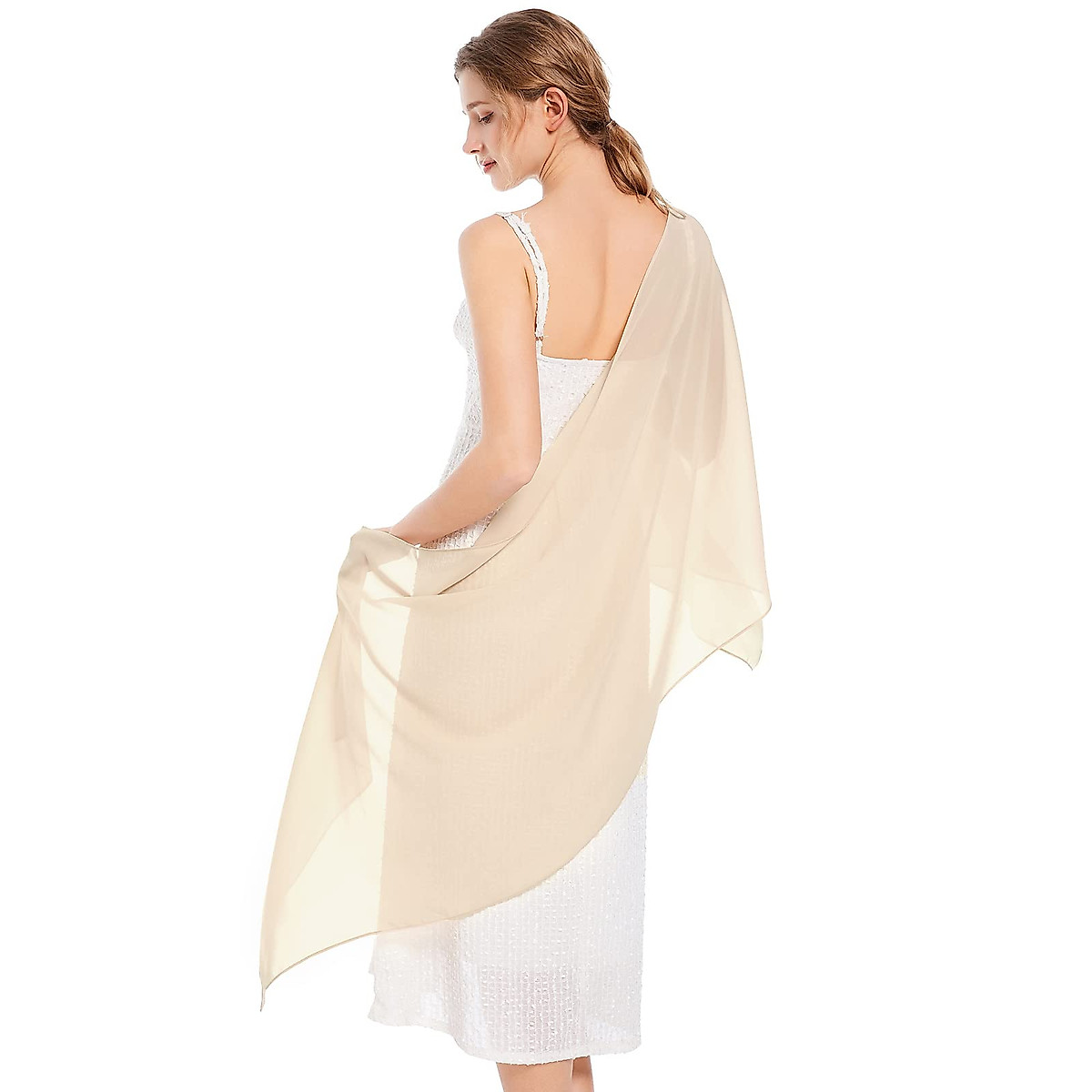 Vickorpen Shawls and Wraps Soft Chiffon Scarve Scarf For Evening Party Dresses Wedding Stole(Champagne1,one size)