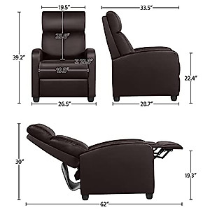 Yaheetech Recliner Chair Faux Leather Recliner Sofa Adjustable Modern Recliner Seat Club Chair Home Theater Seating Brown