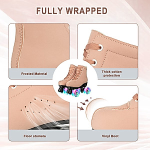 YYW Roller Skates for Women Classic Shiny PU Leather Double-Row Roller Skates for Indoor and Outdoor