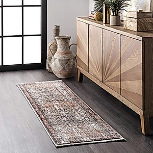 nuLOOM Distressed Medallion Fringe Area Rug, 5 ft 3 in x 7 ft 7 in, Multi