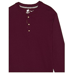 Hanes mens Beefy Long Sleeve Three-button Henley Shirt, Mulled Berry, Medium US