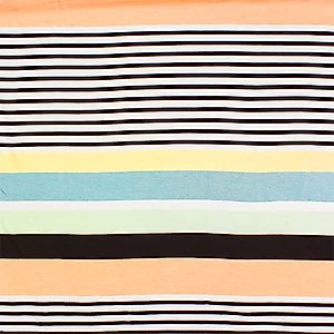 Girl Charlee Fabrics Black Pastel Cabana Stripes on White Cotton Jersey Spandex Blend Knit Fabric - by The Yard