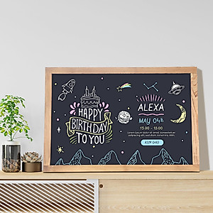 KOOLDE 16" x 24" Magnetic Chalkboard Large Hanging Framed Wall Chalk Board Combination Chalk Board & Bulletin Board Rustic Framed Blackboard for Kids, Home, Office, Restaurant