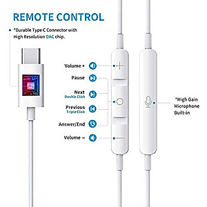USB Type C Earphones, DOTSOG In-Ear Magnetic Earbuds with Mic, Stereo Bass Noise Cancelling Headphones, Sports Headsets Compatible with Google Pixel 3/2/XL, Huawei, Essential Phone, Other Typc C Devic