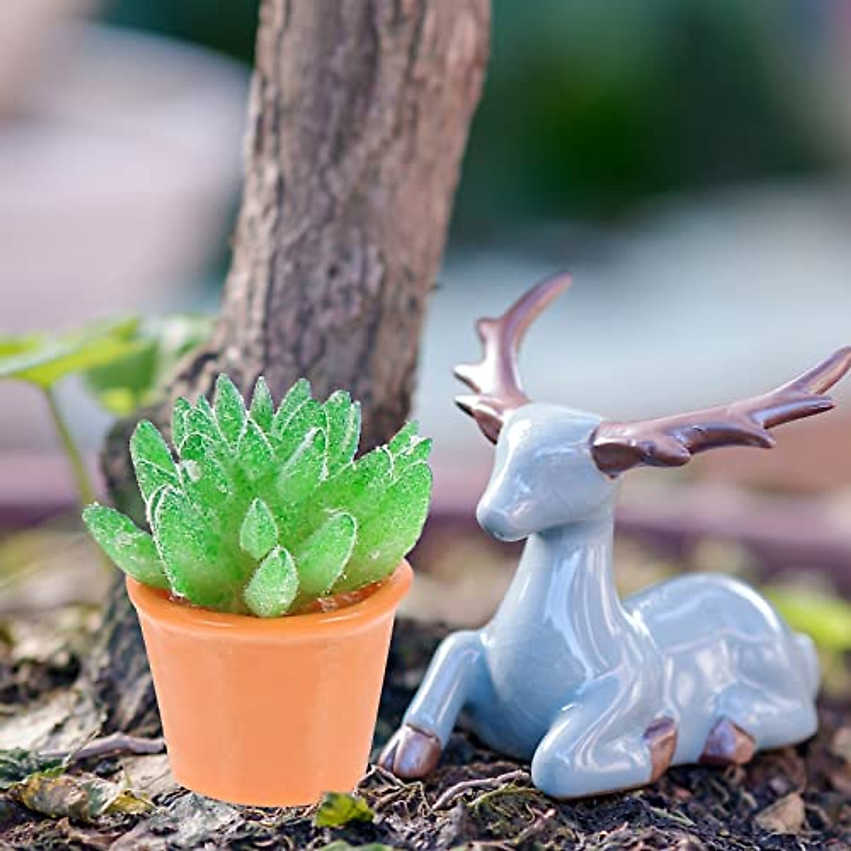 TOYANDONA 16pcs Miniature Bonsai Figurines Mini Potted Succulents Artificial Dollhouse Plant Miniature Desktop Collectible Statue for DIY Mini Gardening Decor