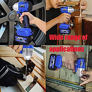 Cordless Impact Wrench 1/2 inch，420N.m Max Torque, Brushless Power Impact Gun, 6.0Ah Li-ion Battery with Fast Charger, 4Pcs Sockets, Electric Impact Driver for Car Home