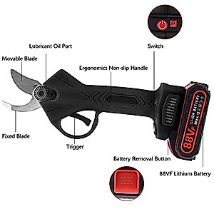 FWBNUIF Pruning Shears Gardening Tools Garden Shears Garden Scissors 88V Cordless Electric Pruning Shears Secateur Rechargeable Branch Cutter Scissor (Black, 34x24x10cm)