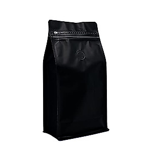 Resealable Coffee Bags, 50Pcs Stand Up Coffee Pouches with Valve and Side Zipper, Black Aluminum Foil Storage Bags for packaging food (1 LB, 16 oz)