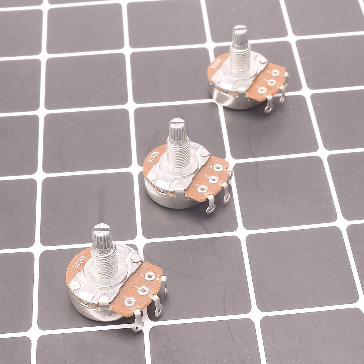 Full Size B250k Electric Guitar Potentiometer Bass Volume Pots Tone Long Split Shaft 18mm Pack of 5