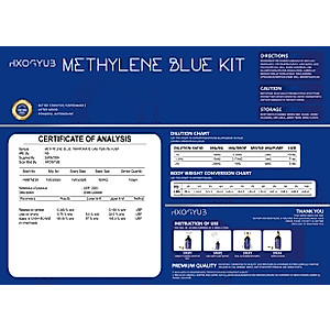 HXOGYUB Methylene Blue Powder Kit, 8 Gram, Third-Party Tested 99+%, USP Grade Compliant, Brain Health Dietary Supplement for Humans, No Formaldehyde, Including Measuring Cups and Funnel
