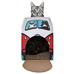 American Cat Club Cat House with Scratcher & Catnip included - Retro Van
