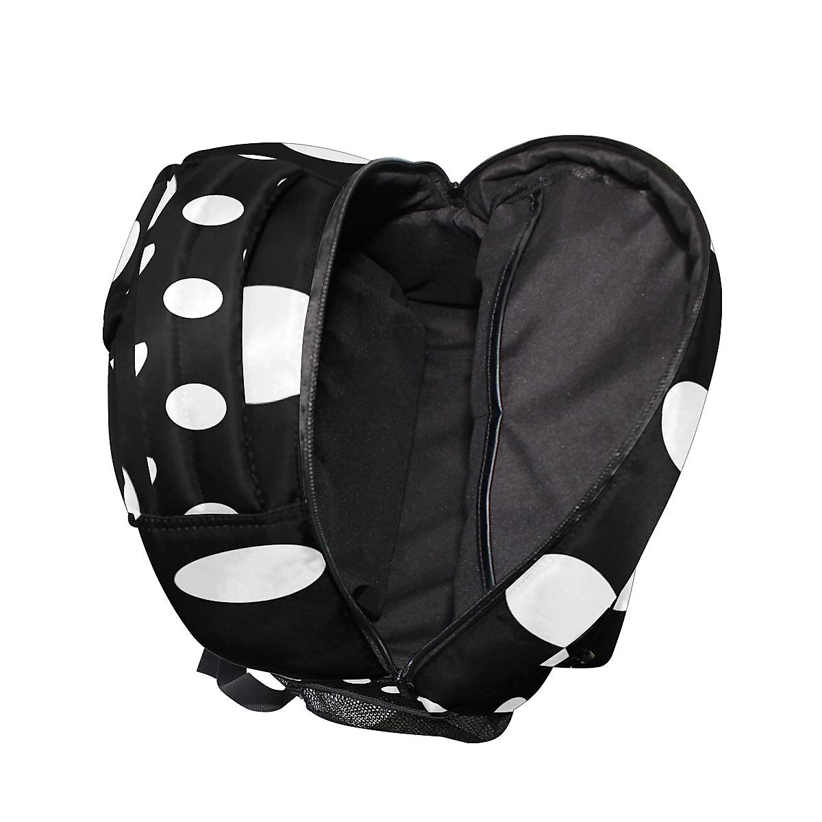 ALAZA Black White Polka Dot Backpack Daypack College School Travel Shoulder Bag