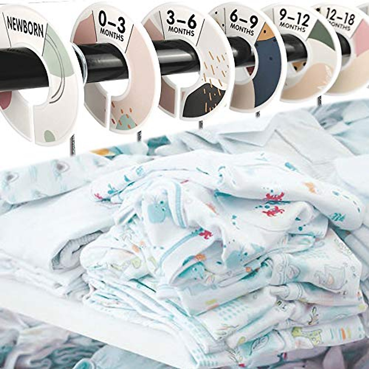 Baby Closet Size Dividers, Modern Graffiti pattern Unisex Nursery Closet Dividers, Closet Organizer, Nursery Decor & Baby Gift (Red)