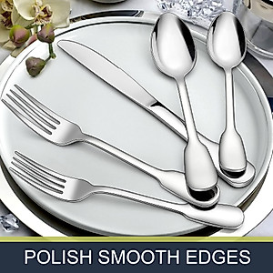 LIANYU Superior 18/10 Silverware Flatware Set for 12, 60-Piece Stainless Steel Flatware Set, Fancy Cutlery Tableware Set for Kitchen Restaurant Wedding, Mirror Polish, Dishwasher Safe