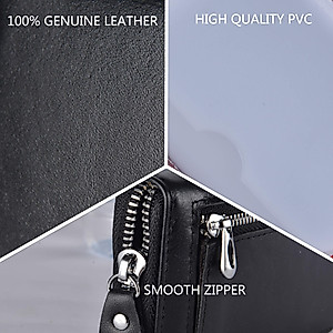 Leamekor Credit Card Wallet Holder Zip Bifold Wallet Genuine Leather 25 Card Slots