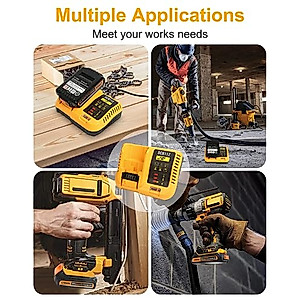 3.0Ah Replacement for Dewalt Battery 20V 2Pack and Charger Compatible with DCB102 DCB104 DCB118 DCB115 DCB205 DCB204(Orange)