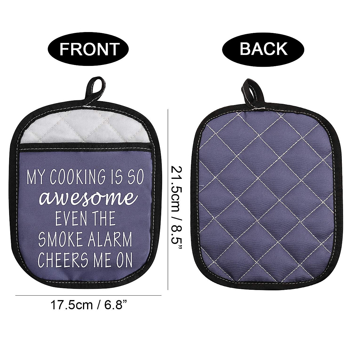 Funny Oven Pads Pot Holder with Pocket My Cooking is So Awesome Even The Smoke Alarm Cheers Me On (Cheers Me On)