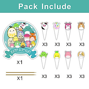 25pcs 𝓢𝓺𝓾𝓲𝓼𝓱𝓶𝓪𝓵𝓵𝓸𝔀𝓼 Birthday Party Supplies, 𝓢𝓺𝓾𝓲𝓼𝓱𝓶𝓪𝓵𝓵𝓸𝔀𝓼 Birthday Party Decorations include Cake toppers and Cupcake Toppers Sets