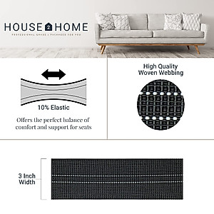 House2Home Webbing for Lawn Chairs and Furniture, Upholstery Webbing to Repair Couch Supports for Sagging Cushions, 3 Inch Wide by 40 Foot Roll 10% Stretch Elastic Chair Webbing Replacement