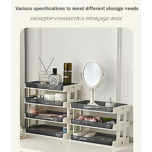 Cosmetic storage box acrylic simple multi-layer rack, bedroom dresser bathroom bathroom skin care drawer pull-out organizer shelf (3-layer, black)