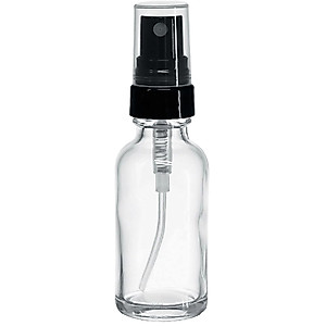 GlassBottleOutlet (Pack of 108) 1 oz. Clear Boston Round with Black Fine-Mist Sprayer