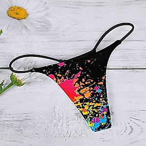 Underwear Women G String Thongs for Women Low Rise Graphic Print Soft T-Back Tangas Breathable Comfort Hipster Stretch Cheeky Underpants Cheeky Underwear for Women Black