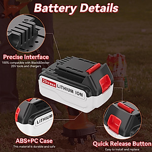 20V 6.0Ah LBXR20 Replacement for Black and Decker 20V Lithium Battery LB20 LST220 LBX20 LBXR2020-OPE LBXR20B-2 LB2X4020 2Packs