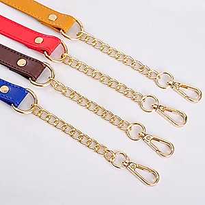 VanEnjoy 2PCS Microfiber Leather Purse Chain Handles Replacement for Shoulder Bag Handbag - 23.6x0.71(LxW) (Expresso-Gold Metal)