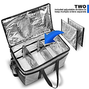 The HOT Box Insulated Food Delivery Bag - Premium Quality Bag for Hot and Cold Food for Uber Eats DoorDash Instacart Postmates Groceries Restaurants - XXL Sized Excellent for Catering - 23"x14"x15"