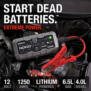 NOCO Boost X GBX45 1250A 12V UltraSafe Portable Lithium Jump Starter, Car Battery Booster Pack, USB-C Powerbank Charger, and Jumper Cables for up to 6.5-Liter Gas and 4.0-Liter Diesel Engines