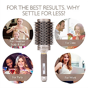 Baasha Hair Brush, Large 3 Inch Round Brush with Boar Bristle, Vented Ceramic Barrel, for Long Hair, Curly Hair, Salon Quality, 1 Count