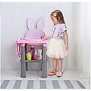 TINTON LIFE Kids Wash Basin Stand with Drain Hose & Towel Rack & Bathroom Tumbler Holder Bathroom Sink for Baby Infant Toddler Child Pink