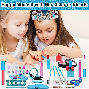 Kids Makeup Kit for Girl Toys, Princess Toys With Makeup kit Nail Polish Set Little Girls Toddlers Dress up Set Birthday Gift Play Makeup Kits For Girls Ages 6-10