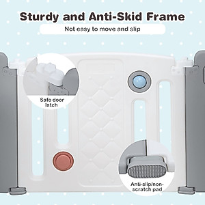 Costzon Baby Playpen, 14-Panel Extra Large Playpen for Babies and Toddlers, Foldable Activity Play Center with Safety Gate, Whiteboard, Indoor and Outdoor Baby Fence NO Gaps for Boys Girls