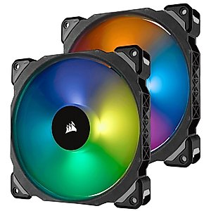 Corsair ML140 PRO 140mm Premium Magnetic Levitation RGB LED PWM Fan with Lighting Node Twin Pack (CO-9050078-WW)