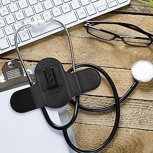 Beautyflier Soft Leather Stethoscope Holder with Clip for All Models: Littmann, ADC, MDF, Adscope, Stethoscope Holder Carrier Perfect for Physicians, Nurses, EMT