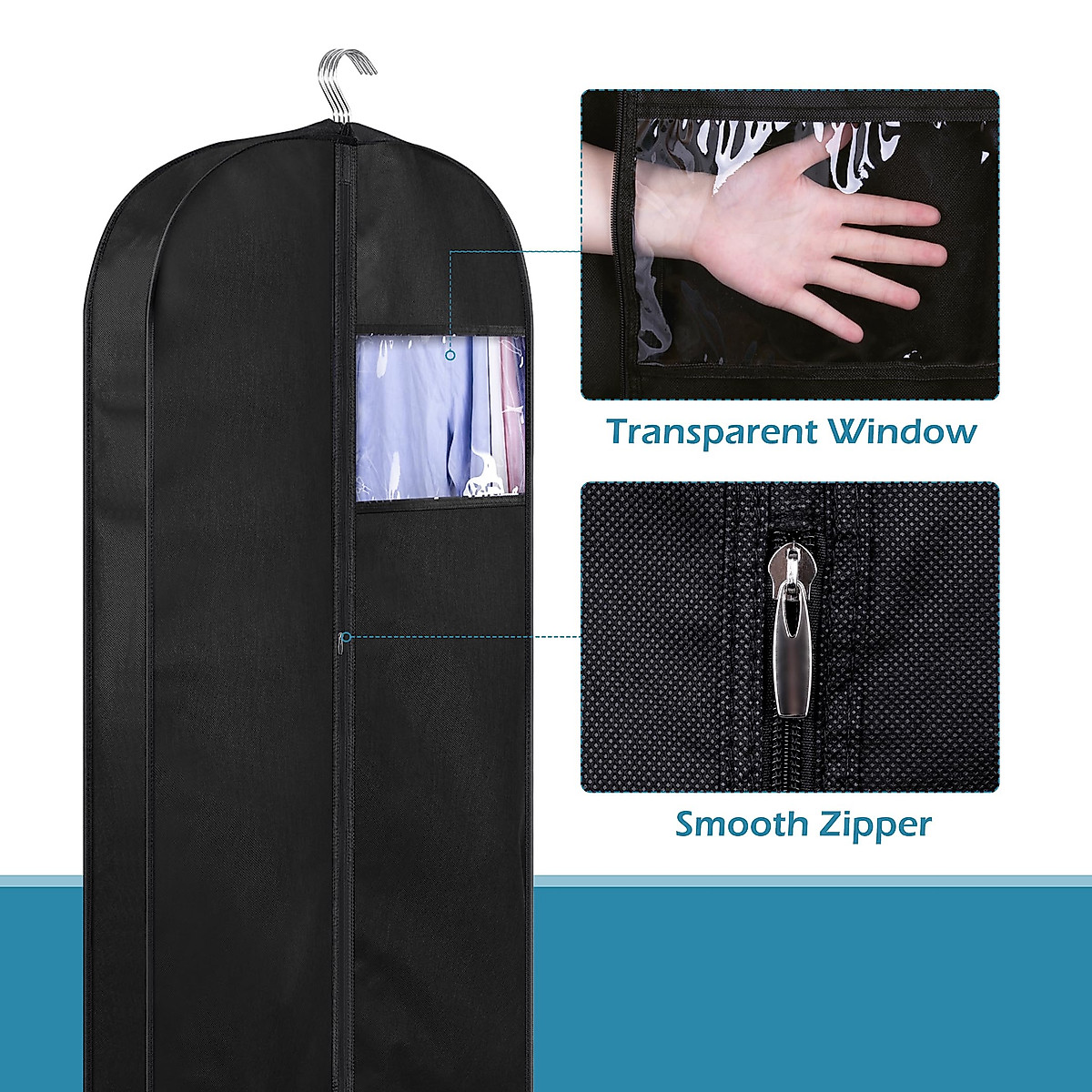 KIMBORA 43" Suit Bags for Closet Storage and Travel, Gusseted Hanging Garment Bags for Men Suit Cover With Handles for Clothes, Coats, Jackets, Shirts（3 Packs）