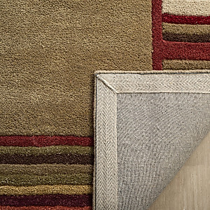 Martha Stewart Collection by SAFAVIEH 8' x 10' Lead Gray MSR4715B Handmade Striped Border Wool & Viscose Area Rug