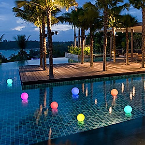 Uonlytech 4pcs LED Floating Pool Lights, Color Changing Floating Ball Light Waterproof Garden Light Rechargeable Hanging Night Lamp for Garden Pond Party