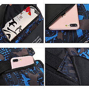 Asge boys backpack for kids camo bookbag for middle school bags travel back pack (Blue)