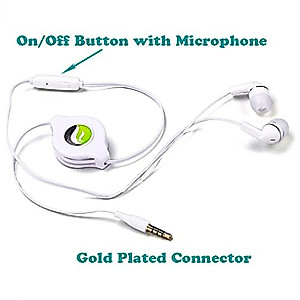 Wired Retractable Earphones w Mic Earbuds Headphones [3.5mm] works for iPod Nano 5th, 6th, 7th, iPod Touch 1st, 2nd, 3rd, 4th, 5th, 6th, 7th Gen, Galaxy A14 A23 A52 A12 A42 A32 S10 S9 S8 , iPhone 6/6S
