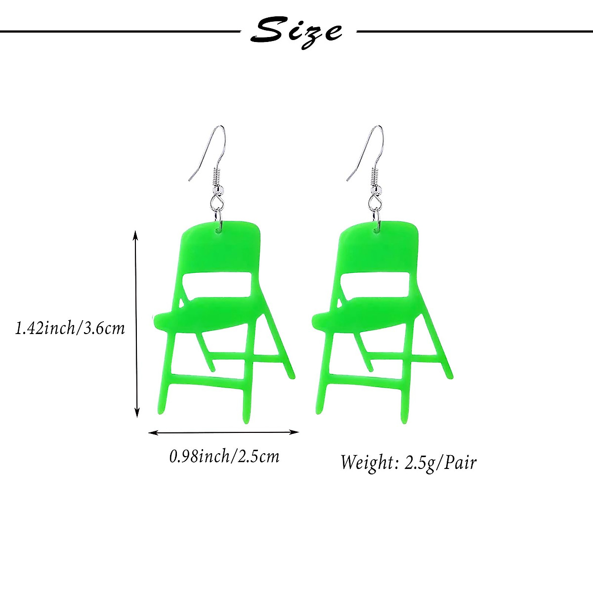 Mintolex Folding Chair Earrings for Women Trendy Fun Y2K Lightweight Acrylic Weird Earrings Statement Chair Shaped Dangle Earrings Jewelry Gifts, Green
