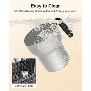 CROWNFUL Milk Frother, Electric 5-in-1 Milk Frother and Steamer with Temperature Control, Dishwasher Safe, Auto Shut-Off Frother for Coffee, Latte, Cappuccino, Macchiato